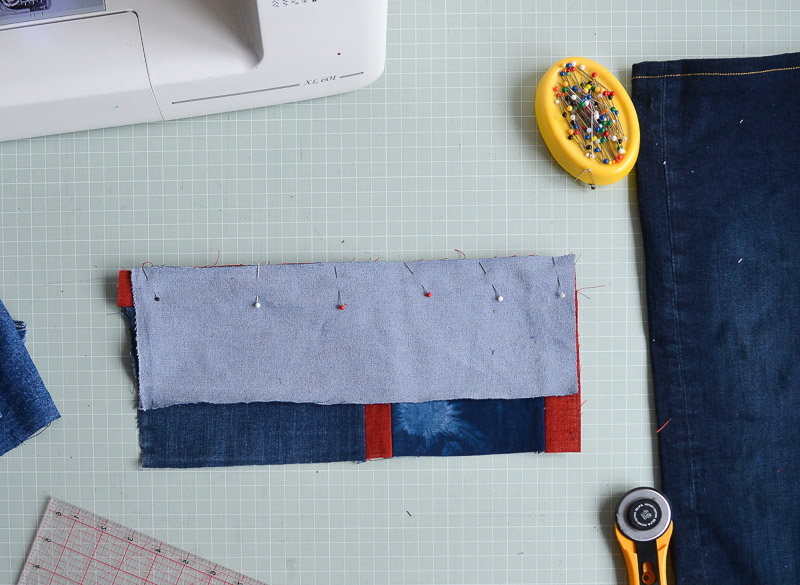 Make a fun scrap denim quilt, quilting denim as you go ...
