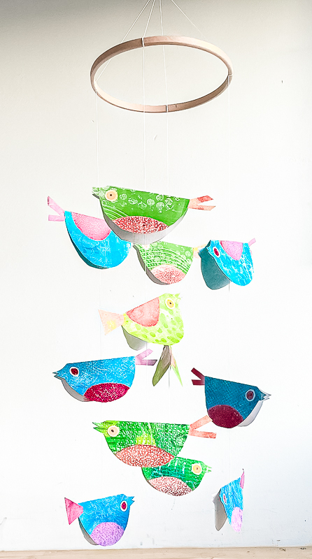 Crafting Joy: DIY Mobile with Gelli Plate Prints and Embroidery Hoop ...